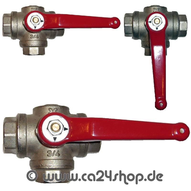 Dreiwege Kugelhahn 1'' T - Bohrung, 56,67